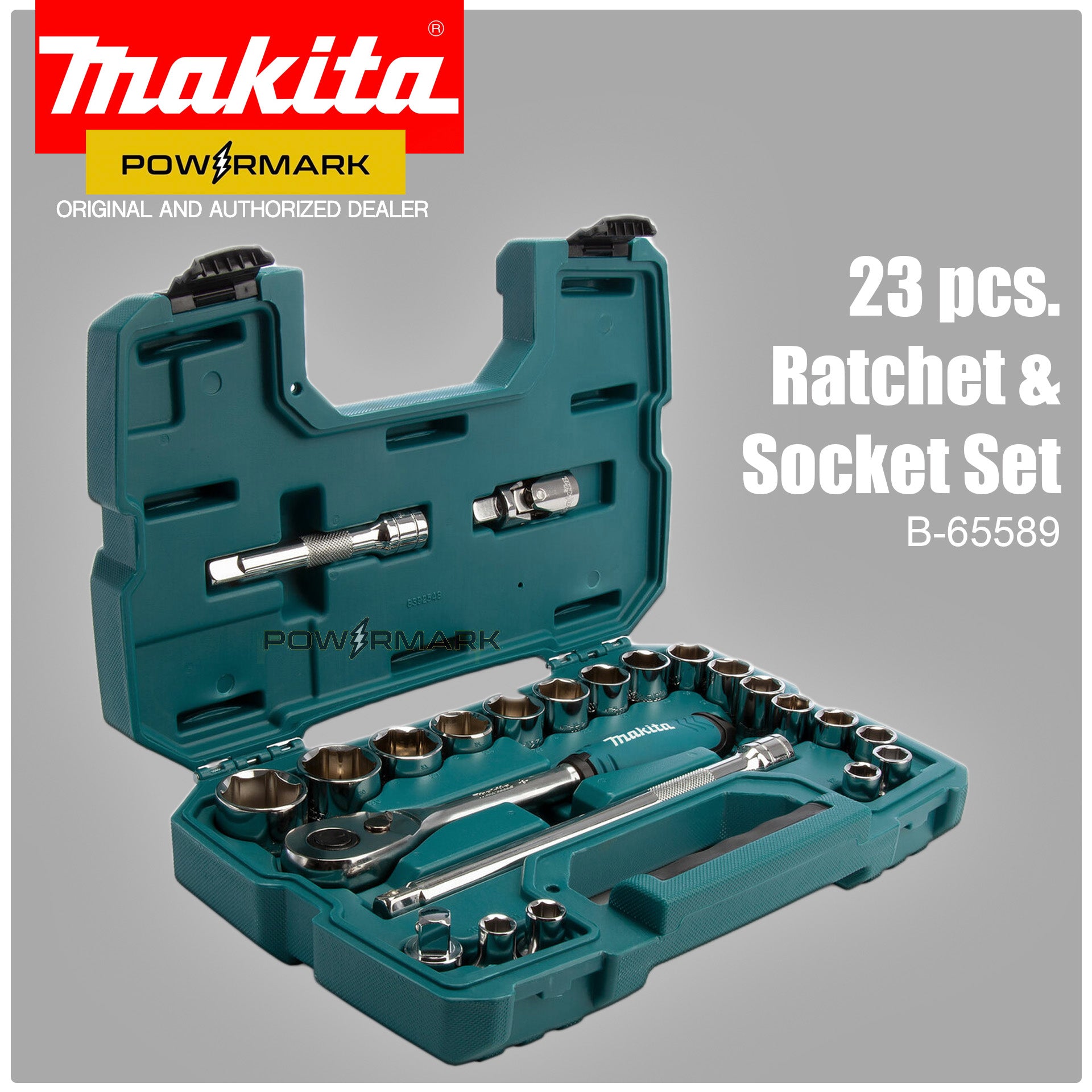 MAKITA B-65589 Rachet & Socket Set 23pcs. 1/2″ – Powermark