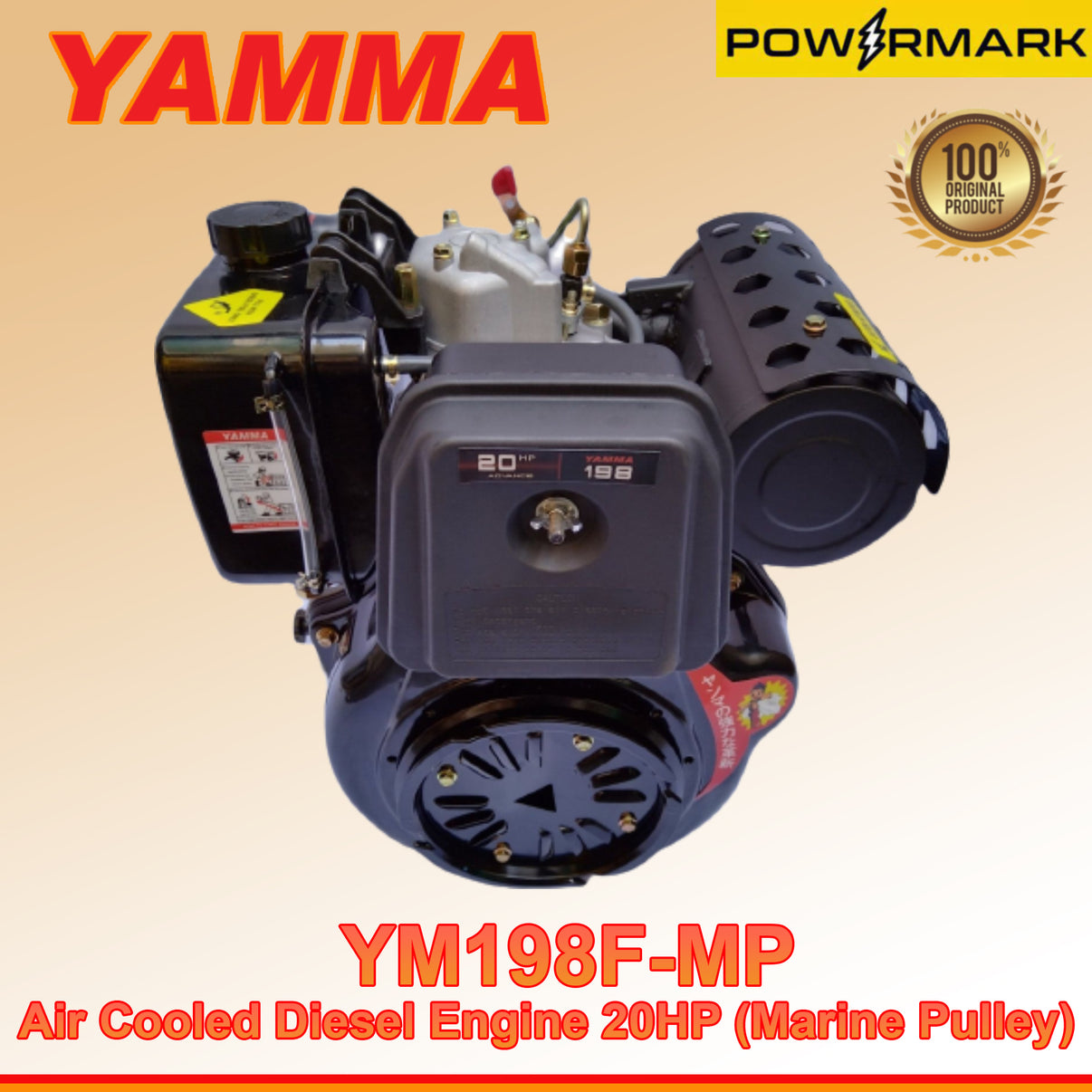 YAMMA YM198F-MP Air Cooled Diesel Engine 20HP (Marine Pulley) – Powermark