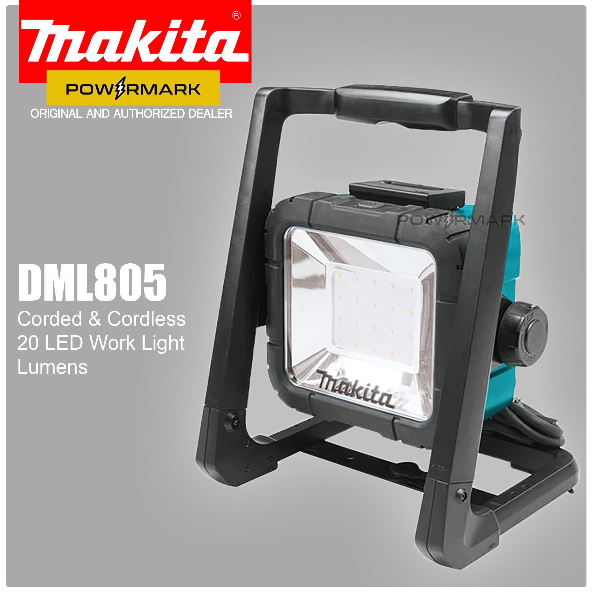 MAKITA DML805 Lumens Corded & Cordless 20 LED Work Light AC/18V LXT® L ...
